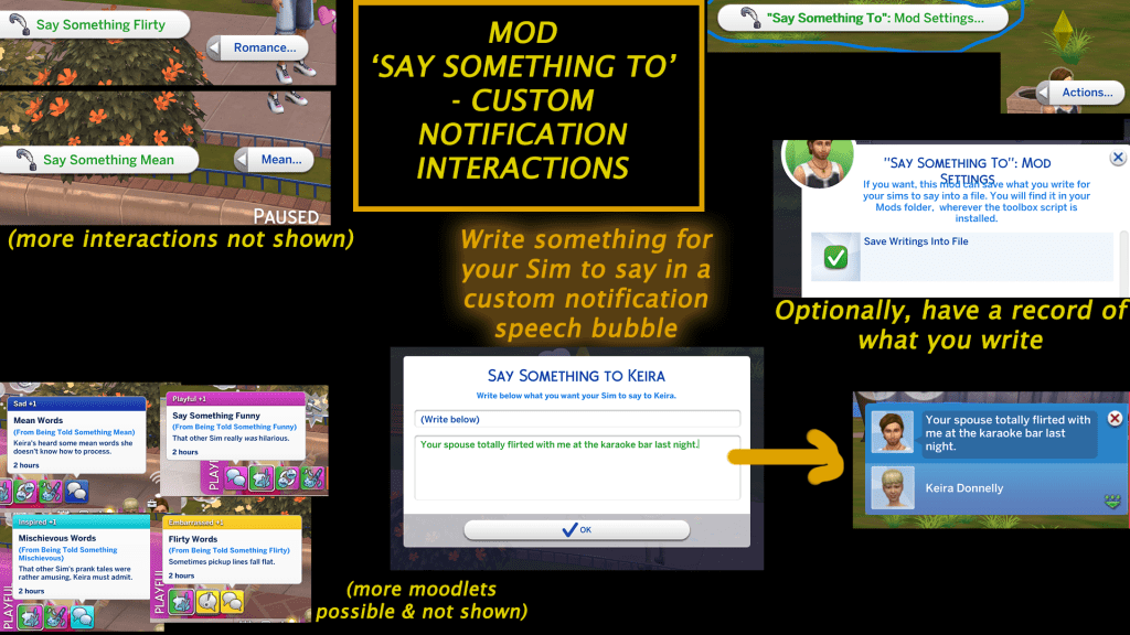 “Say Something To”: a custom notification & reactions mod for storytellers – Sims 4 – Lumpinou's ...